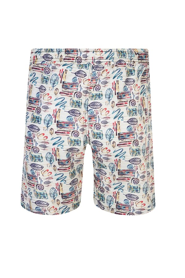 Erkek Deniz Havuz Şortu Desenli Chase S262 Ekru