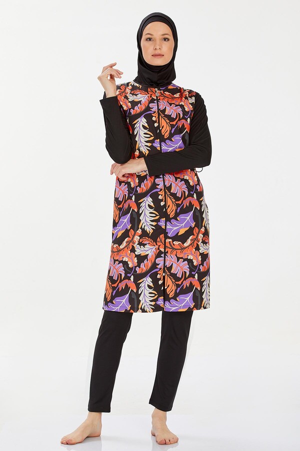 Fully Covered Modest Swimsuit Adara 9251 Black