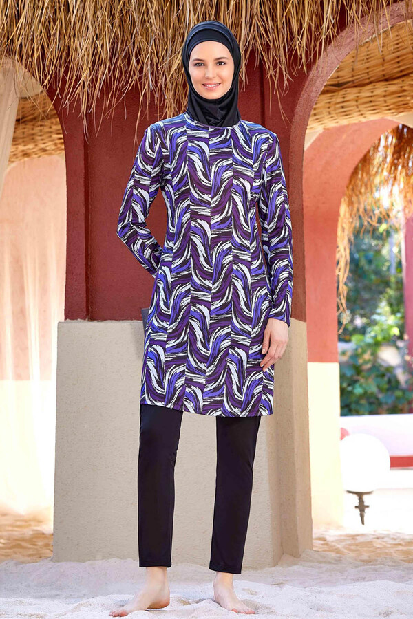 Likralı Tam Kapalı Tesettür Mayo Helena 9214 Siyah