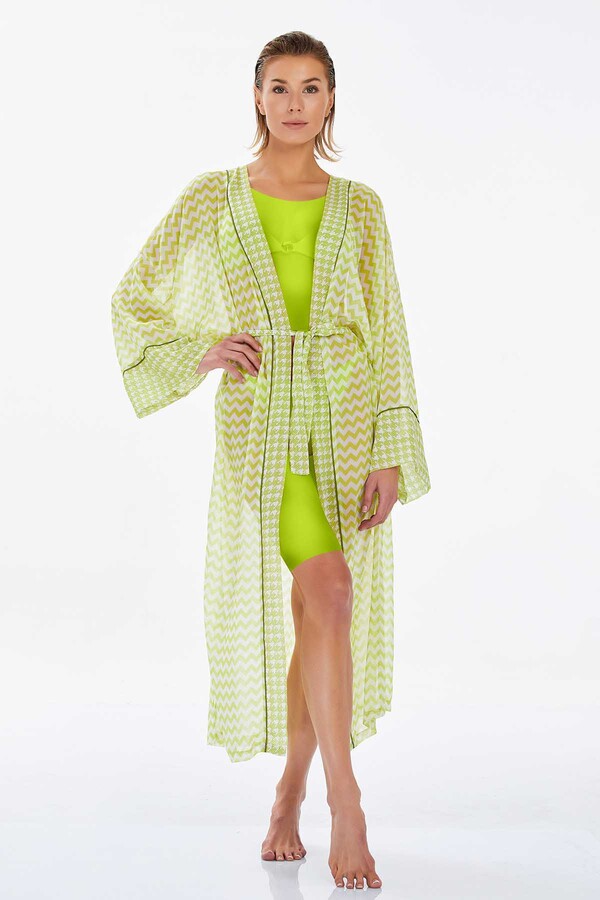 Swimsuit Overlay Pareo Kaftan Leysa Nady 6129 Neon Green
